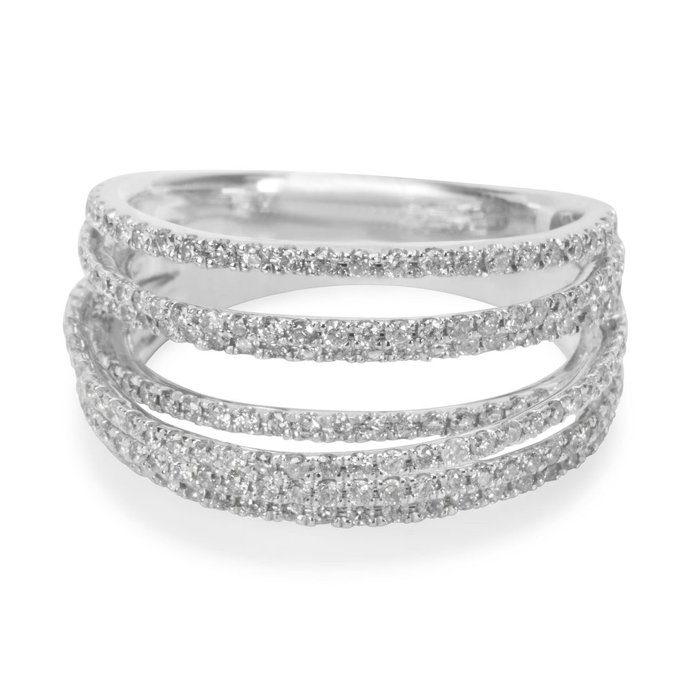 Brand New Diamond Seven Row Staggered Ring In 14k Whi… - Gem